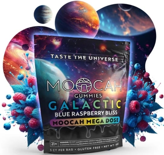 Moocah Mushroom Gummies Blue Raspberry Bliss Mega Dose 11000mg - 5ct ...